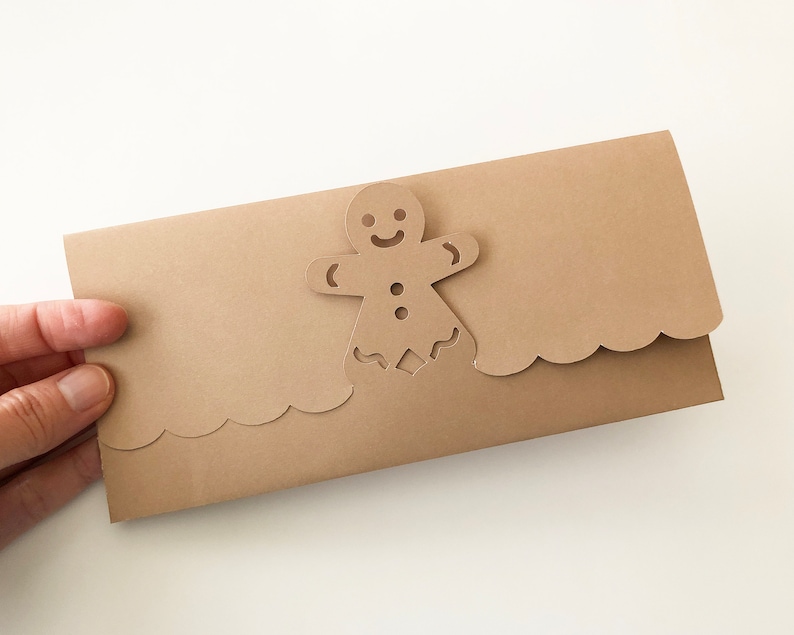 Gingerbread Man Money Holder Card SVG Scallop Money Card SVG - Etsy