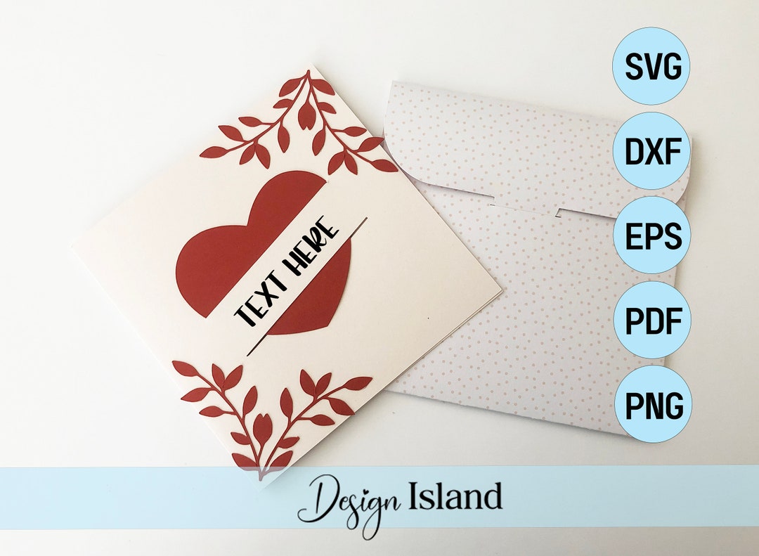 Heart Card SVG - Heart Card With Leafs SVG - Sliding Heart Card SVG ...