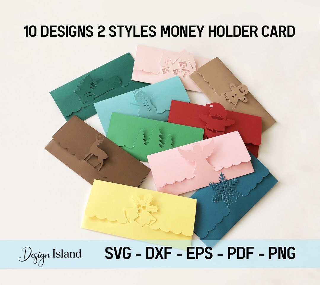 Christmas Money Holder Card Bundle SVG - Scallop Money Card SVG - Money ...