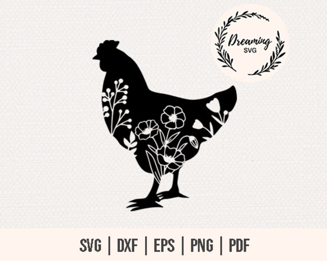 Floral Chicken SVG PNG for Cutting Machines - Floral Chicken SVG ...