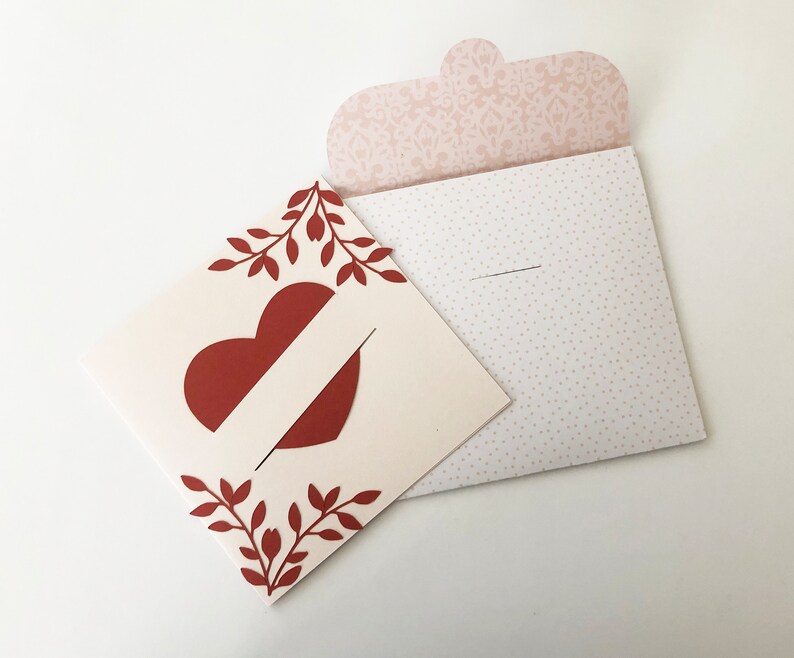 Heart Card SVG Heart Card With Leafs SVG Sliding Heart - Etsy