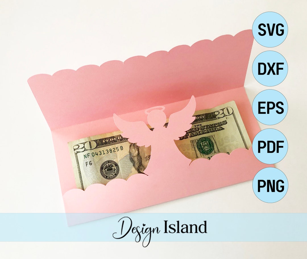 Christmas Angel Money Holder Card SVG - Scallop Money Card SVG - Money ...