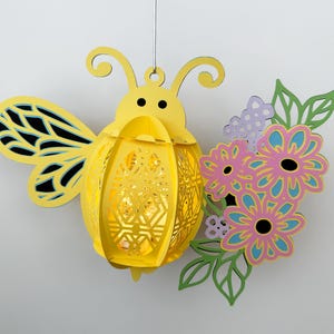 Bumble Bee Lantern SVG Bundle - Honey Bee Lantern SVG - Floral Bee ...
