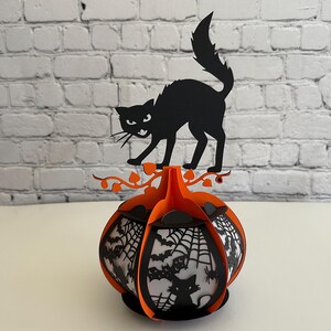 Halloween Cat Lantern SVG - 3D Cat Paper Cut Lantern SVG - DIY ...