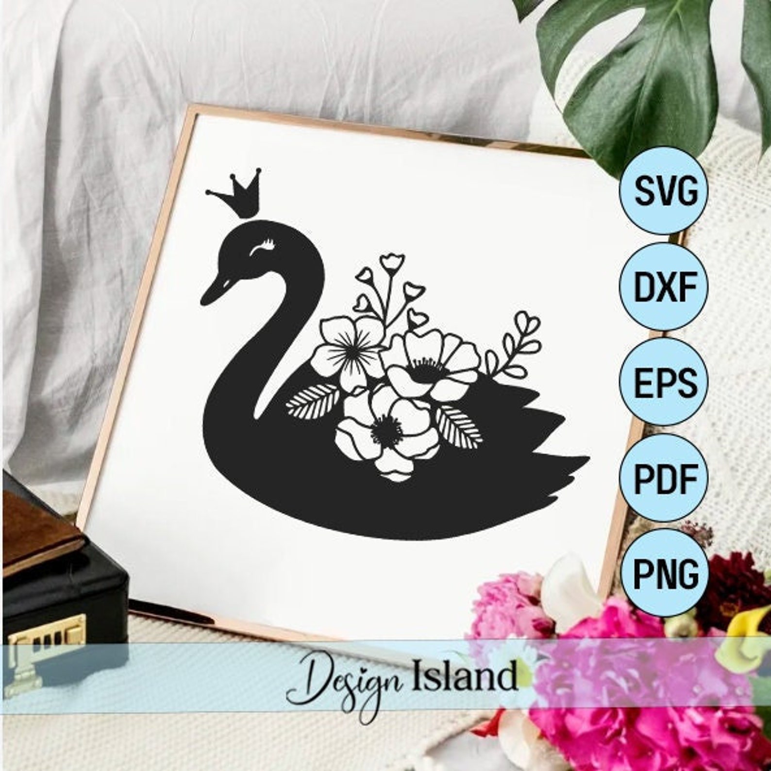 Floral Swan SVG Swan SVG Swan Flower Bouquet Svg Floral - Etsy