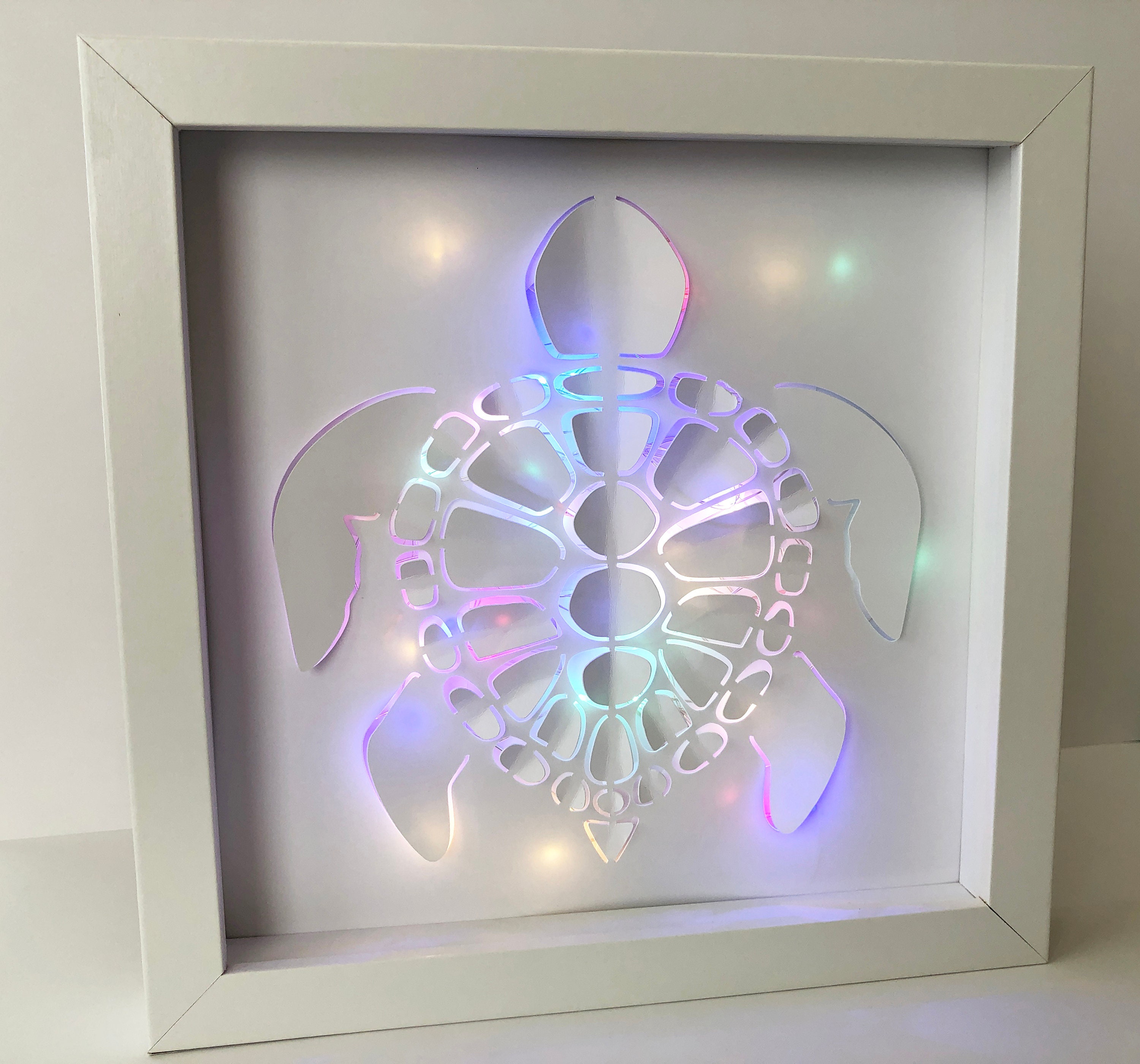 Turtle Shadow Box SVG Sea Turtle Square Paper Cut Light Box - Etsy
