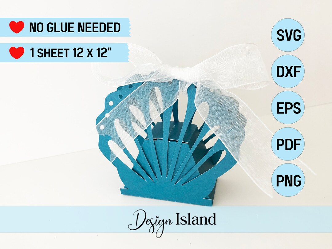 Shell Box SVG - Shell Gift Box SVG - Shell Favor Box Template - No Glue ...