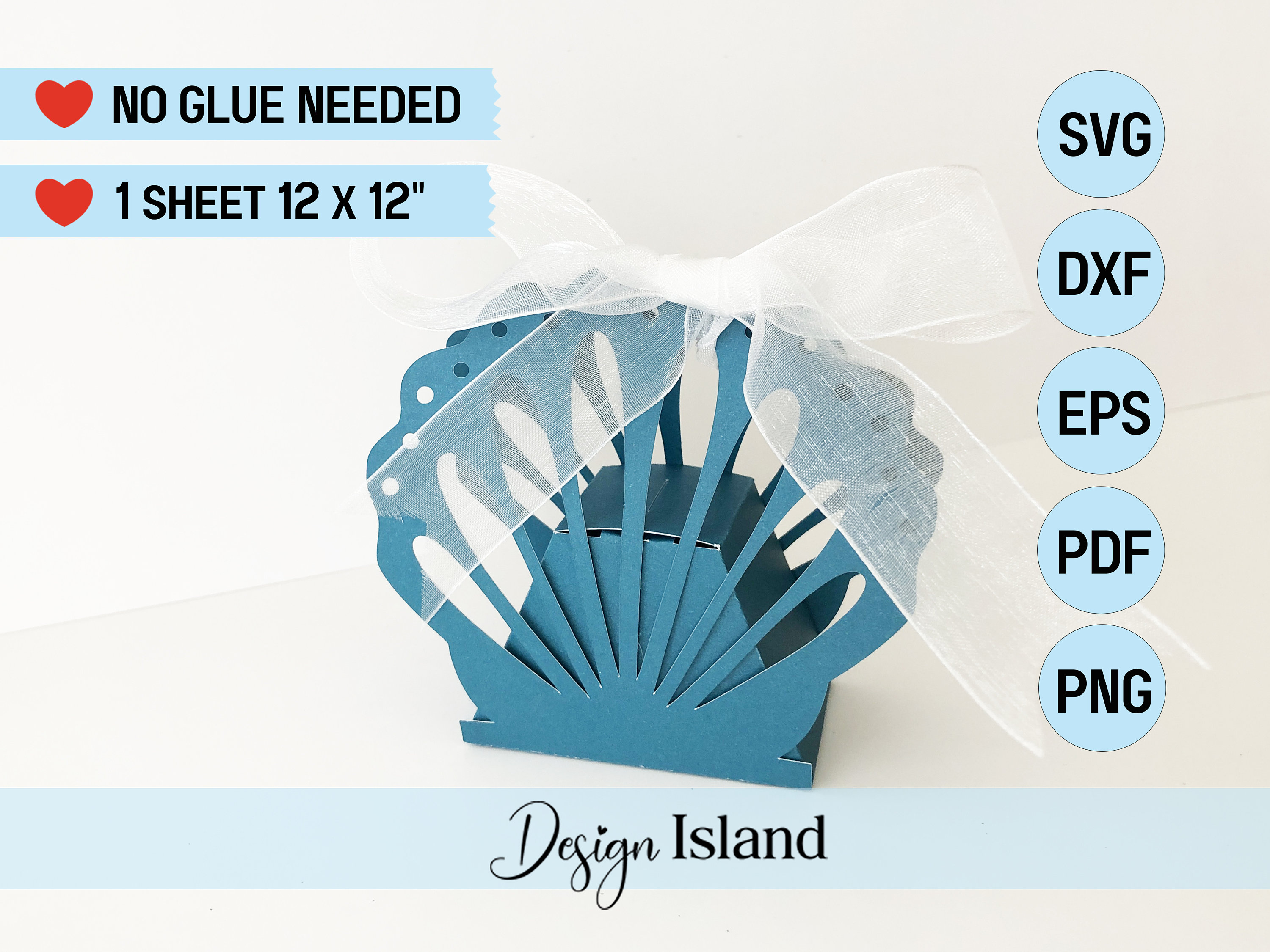 Shell Box SVG - Shell Gift Box SVG - Shell Favor Box Template - No Glue ...