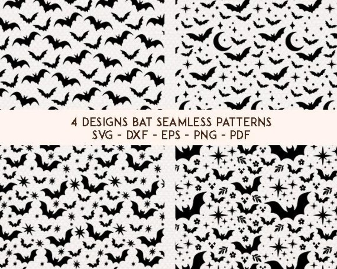Bat Patterns SVG Bundle - Halloween Bat Patterns SVG - Seamless ...