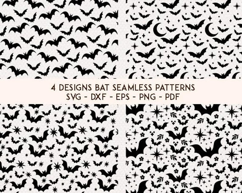 Bat Patterns SVG Bundle - Halloween Bat Patterns SVG - Seamless ...