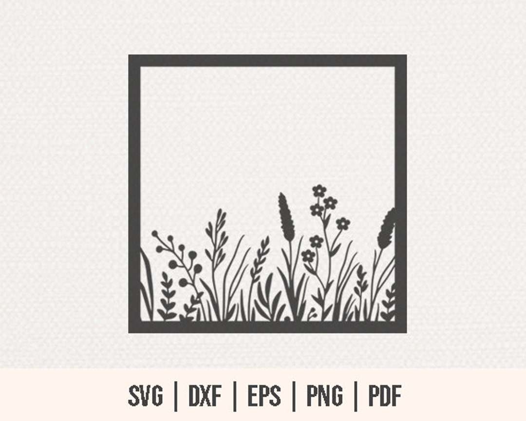 Floral Square Frame Cut Files SVG for Silhouette & Cricut - Floral ...