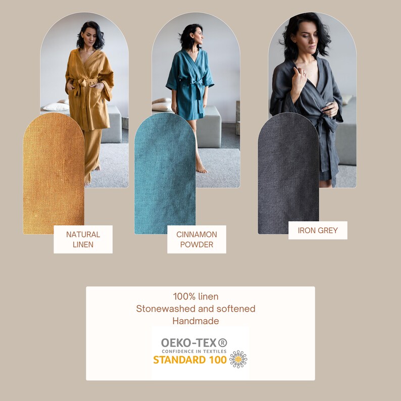 Loose Linen Kimono With Two Side Pockets. Belted Women Wide - Etsy