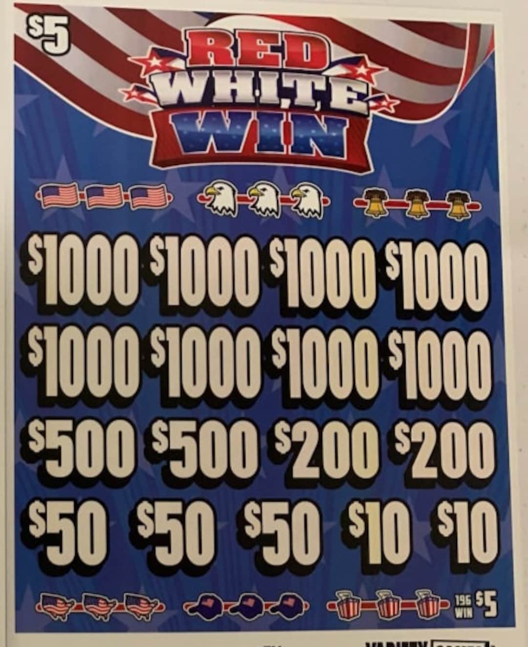 Red White & Win 1 Window Pull Instant Ticket for Amusement Use Only - Etsy