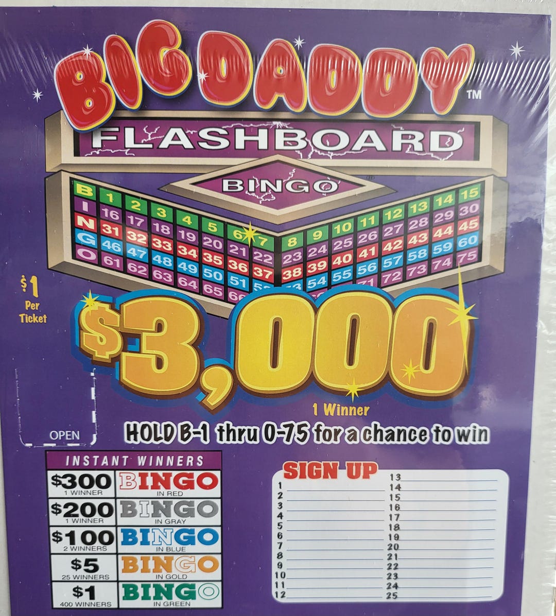 Big Daddy Flashboard Bingo Holder Ticket for Amusement Use Only - Etsy
