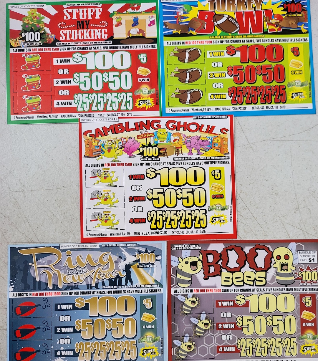 5 Bag Super Wide Jar Flash Bag Bundle for Amusement Use Only Titles ...