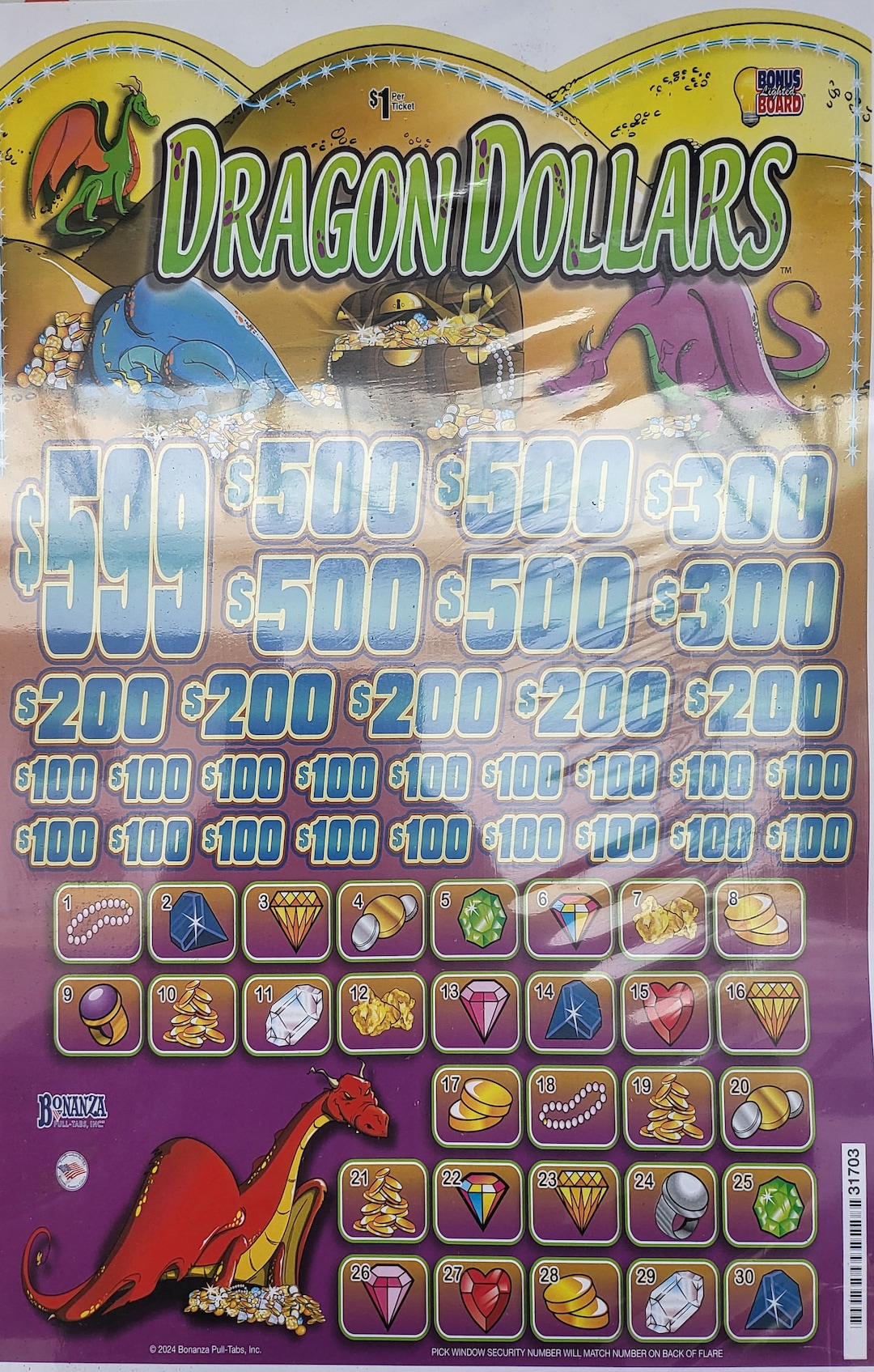 Dragon Dollars 30 Window Ticket Subset Lighted Cash-board for Amusement ...