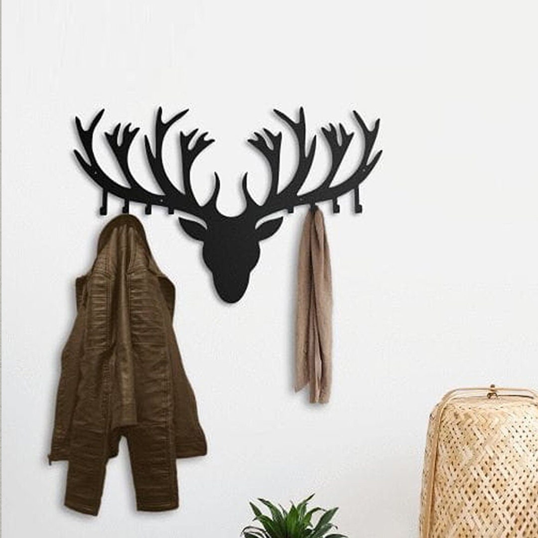 Deer Coat Rack Wall Mount, Modern Metal Wall Art, Unique Home Decor ...