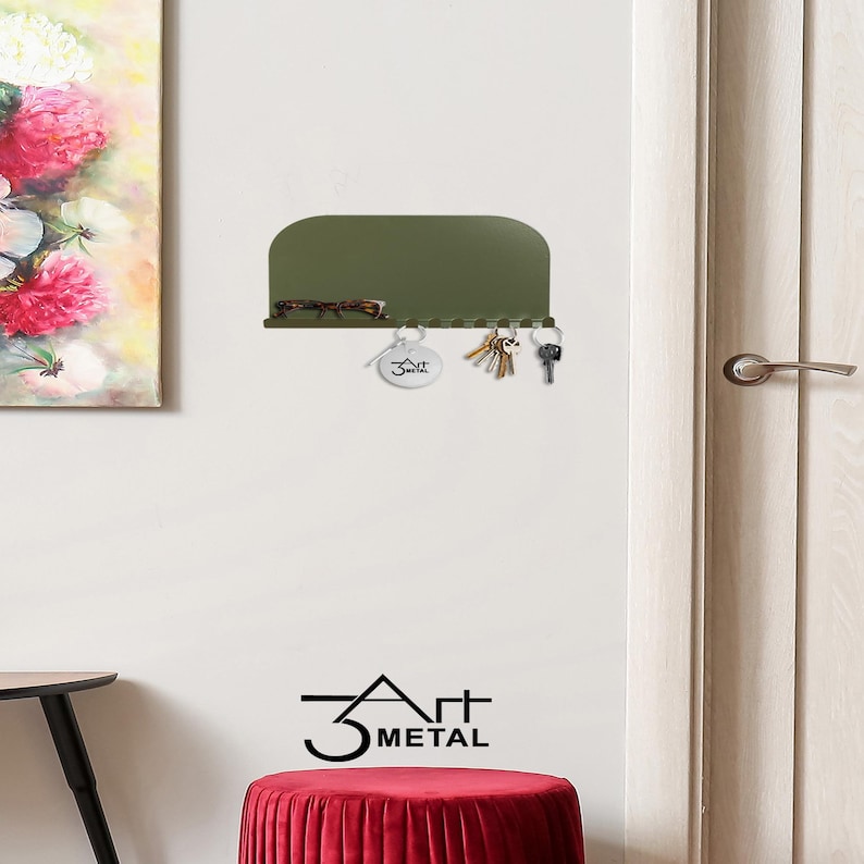 Modern Metal Wall Shelf: Entryway Key Holder & Coat Rack - Etsy