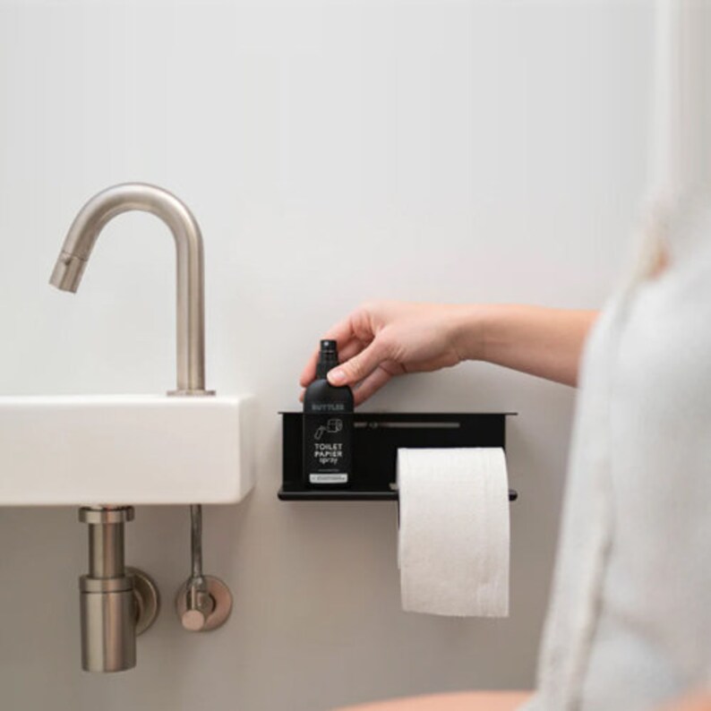 Metal Toilet Paper Holder With Shelf, Bathroom Roll Hanger, Wall ...