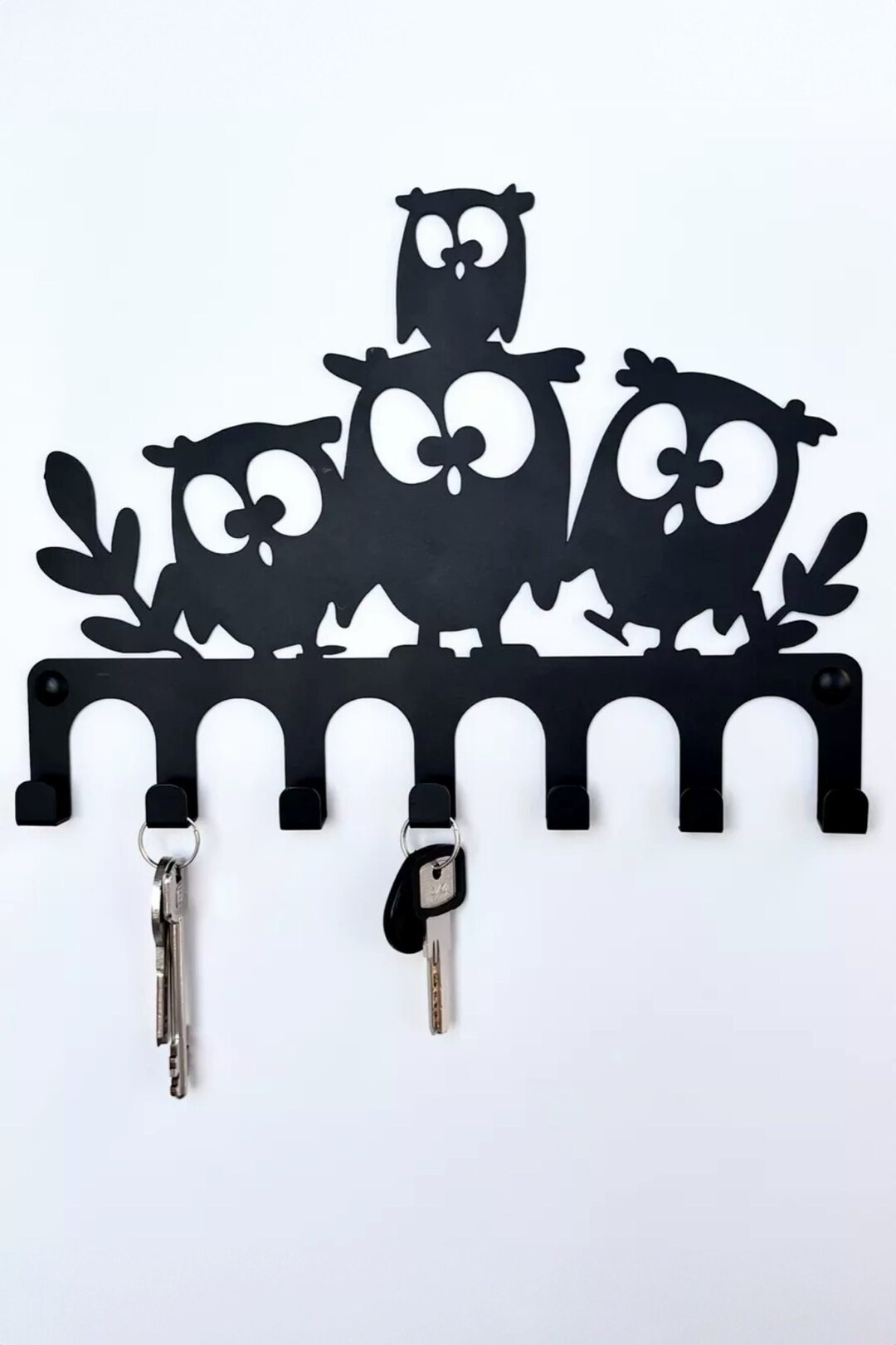 Owl Metal Key Holder: Rustic Entryway Organizer, Animal Coat Rack - Etsy