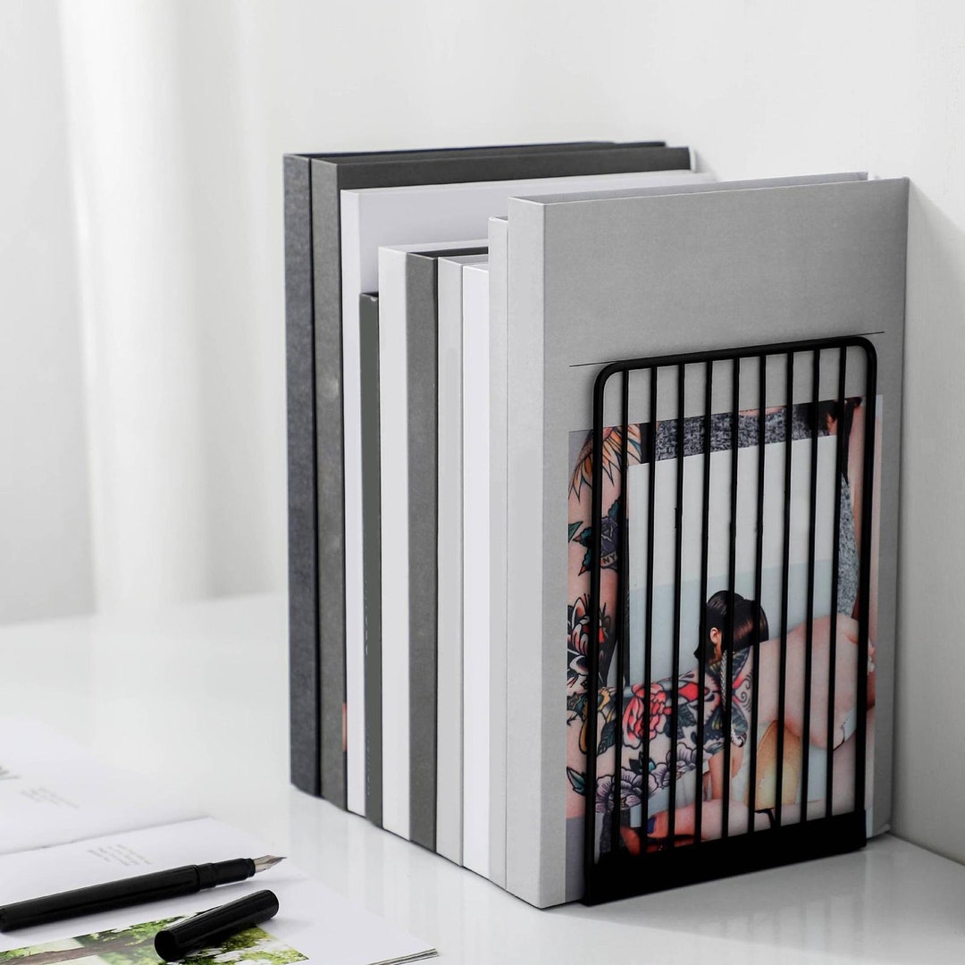 Metal Bookends Iron Non-slip Book Holder Stylish Desk Organizer ...