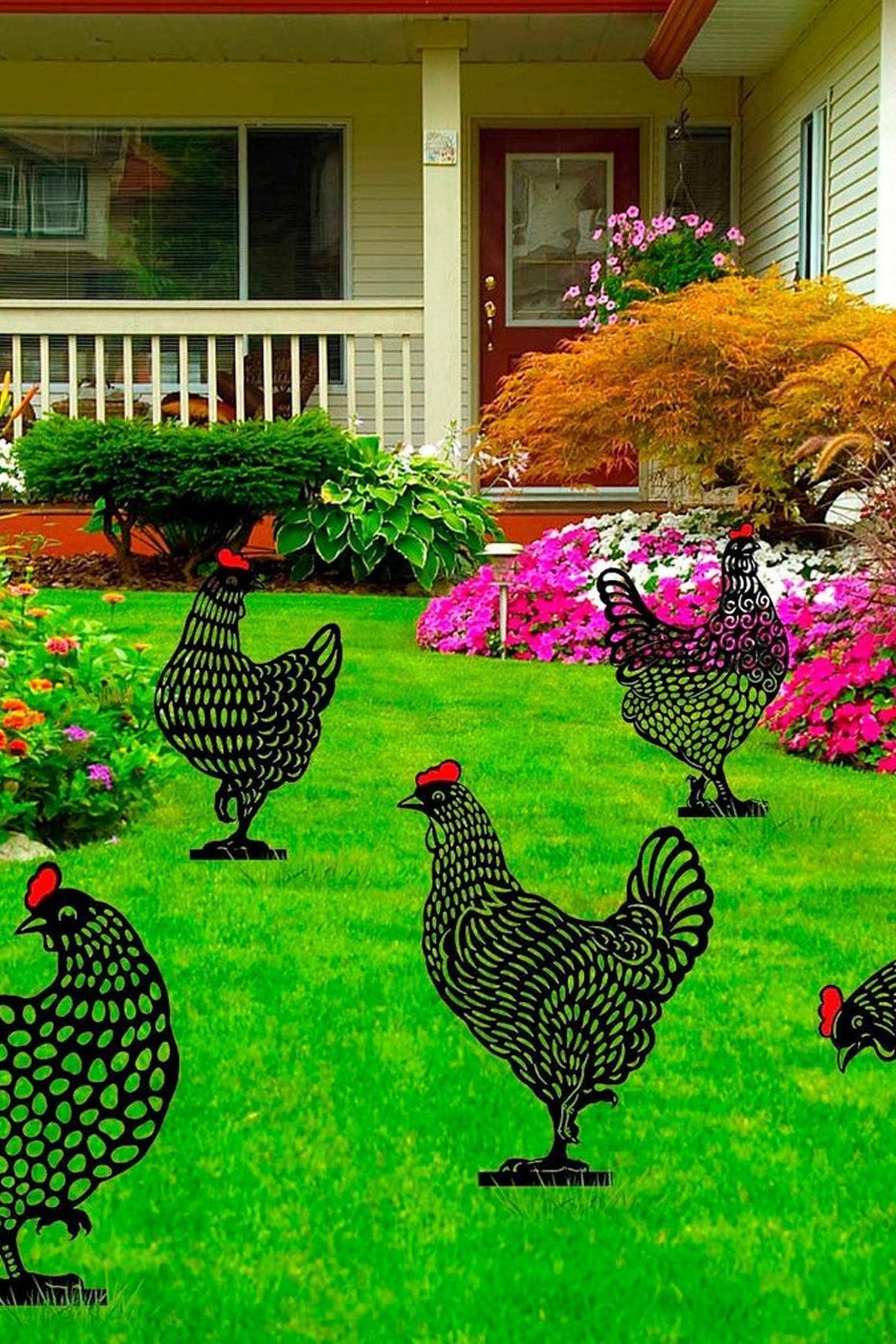Metal Chicken Garden Art: Decorative Yard Ornament - Etsy
