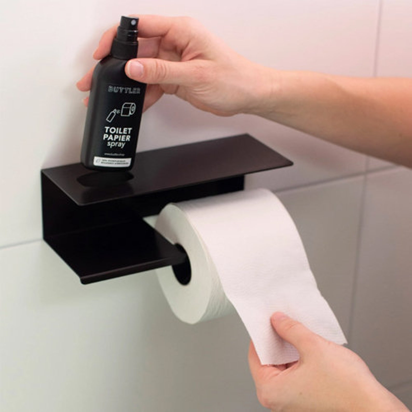 Metal Toilet Paper Holder With Shelf, Bathroom Roll Hanger, Wall ...