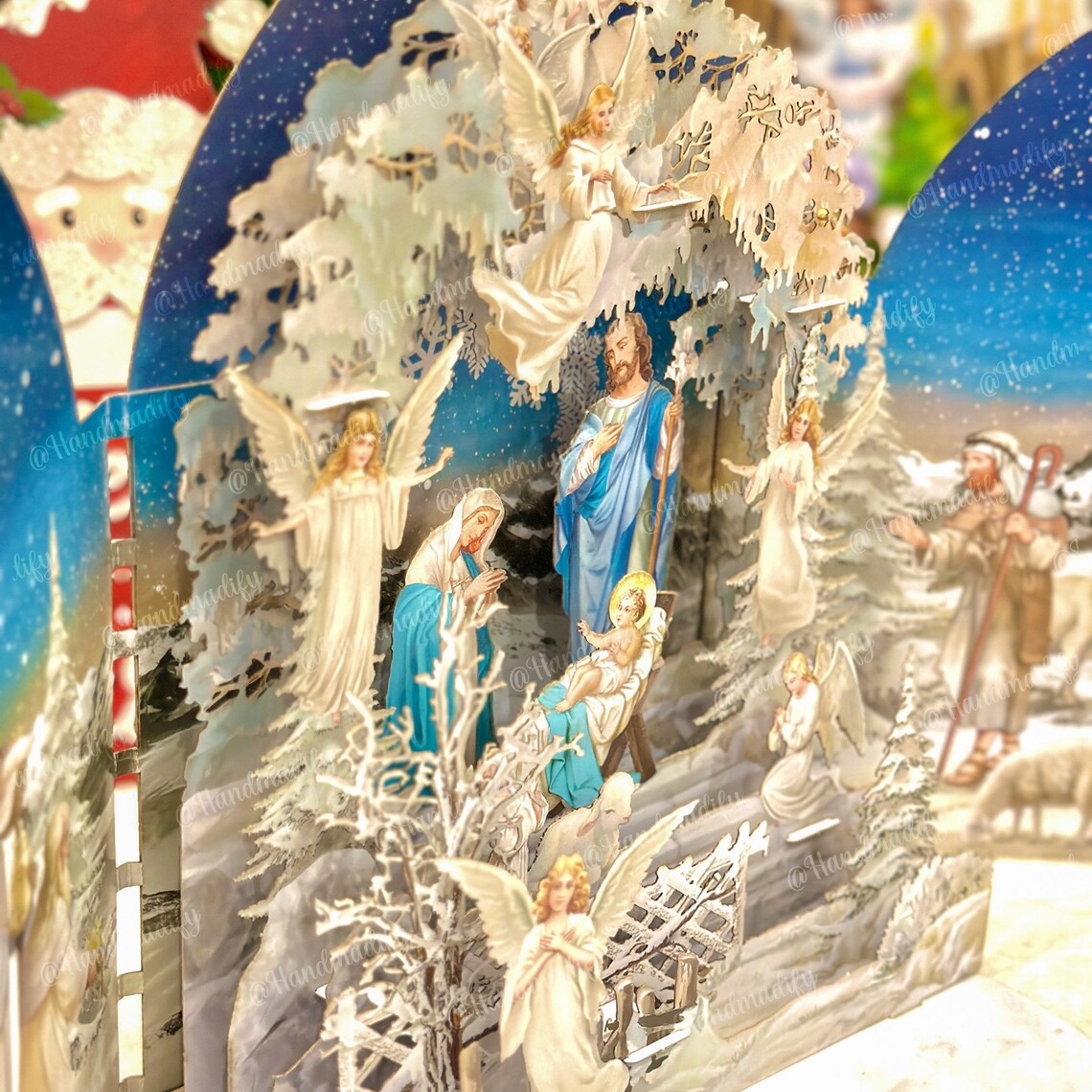 3D Pop up Christmas Card – Nativity Scene, Handmade Snowflakes - Etsy