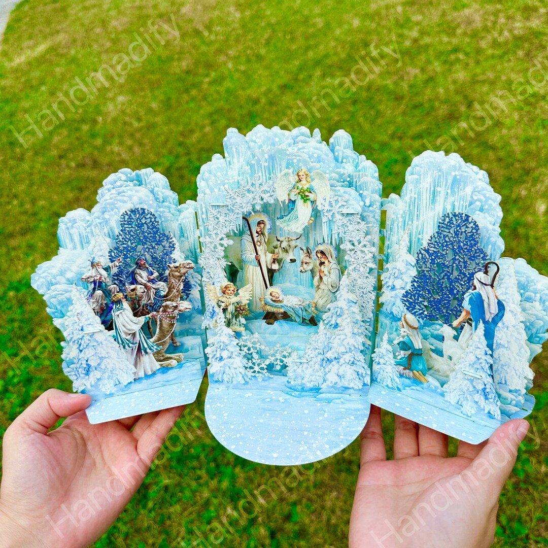 3D Pop-up Nativity Christmas Card – Winter Wonderland Handmade Card - Etsy