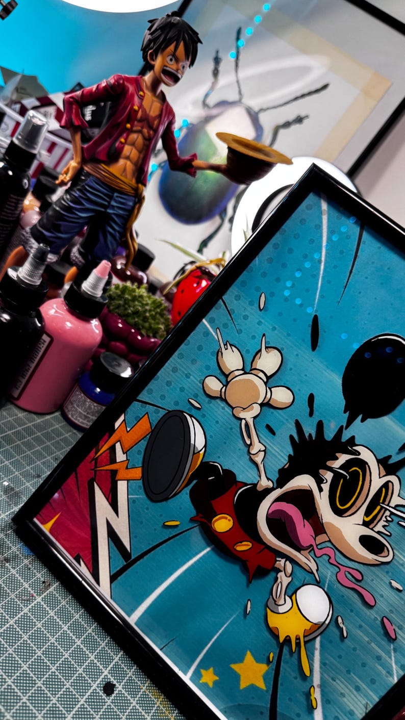 Custom Reverse Glass Painting – Trippy Mickey-inspired Pop Art, Hand ...