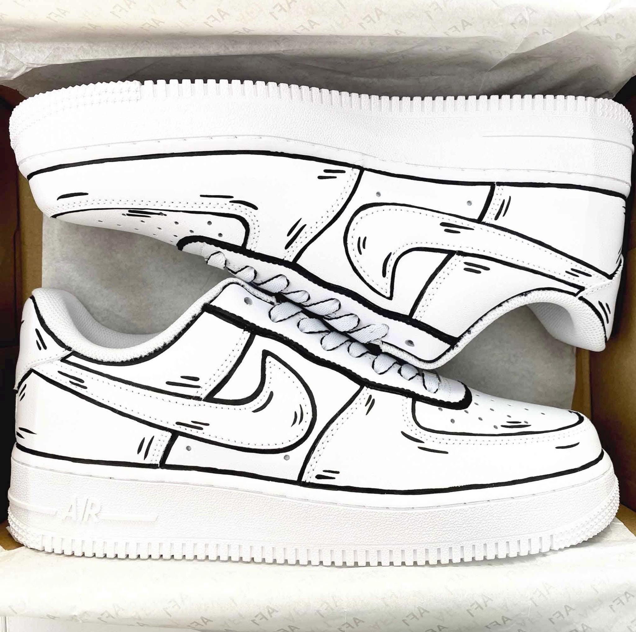 Custom Cartoon Nike Air Force 1 Style Sneakers - Hand-painted Comic ...