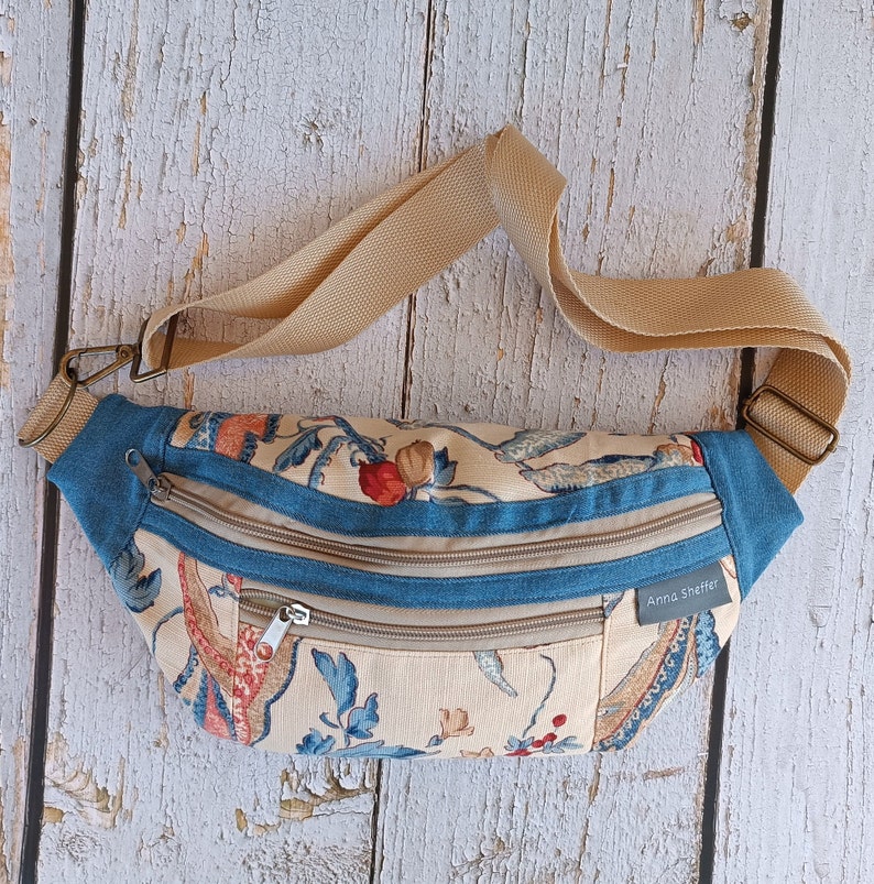 Hip or Crossbody Fanny Pack, Belt Bag, Vintage Fabric Patchwork With ...