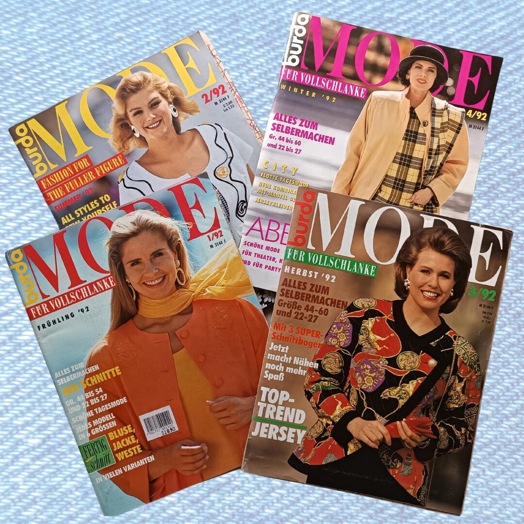 Vintage 1992 Burda Plus Magazines (set of 4) – Full-figure Sewing ...