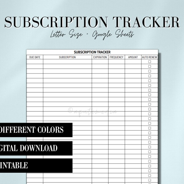 Subscription Tracker Template - Etsy UK