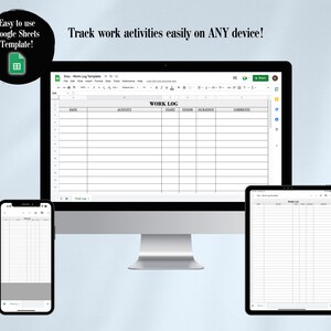 Work Log Template Printable Work Log Activity Sheet Work Tracker ...