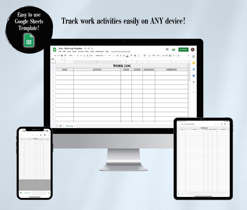 Work Log Template Printable Work Log Activity Sheet Work Tracker ...