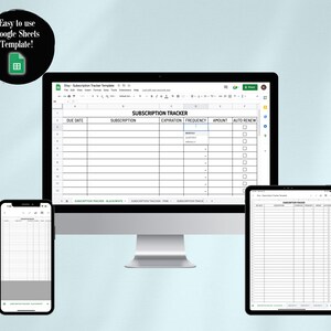 Subscription Tracker Template Printable Subscription Tracker Monthly ...