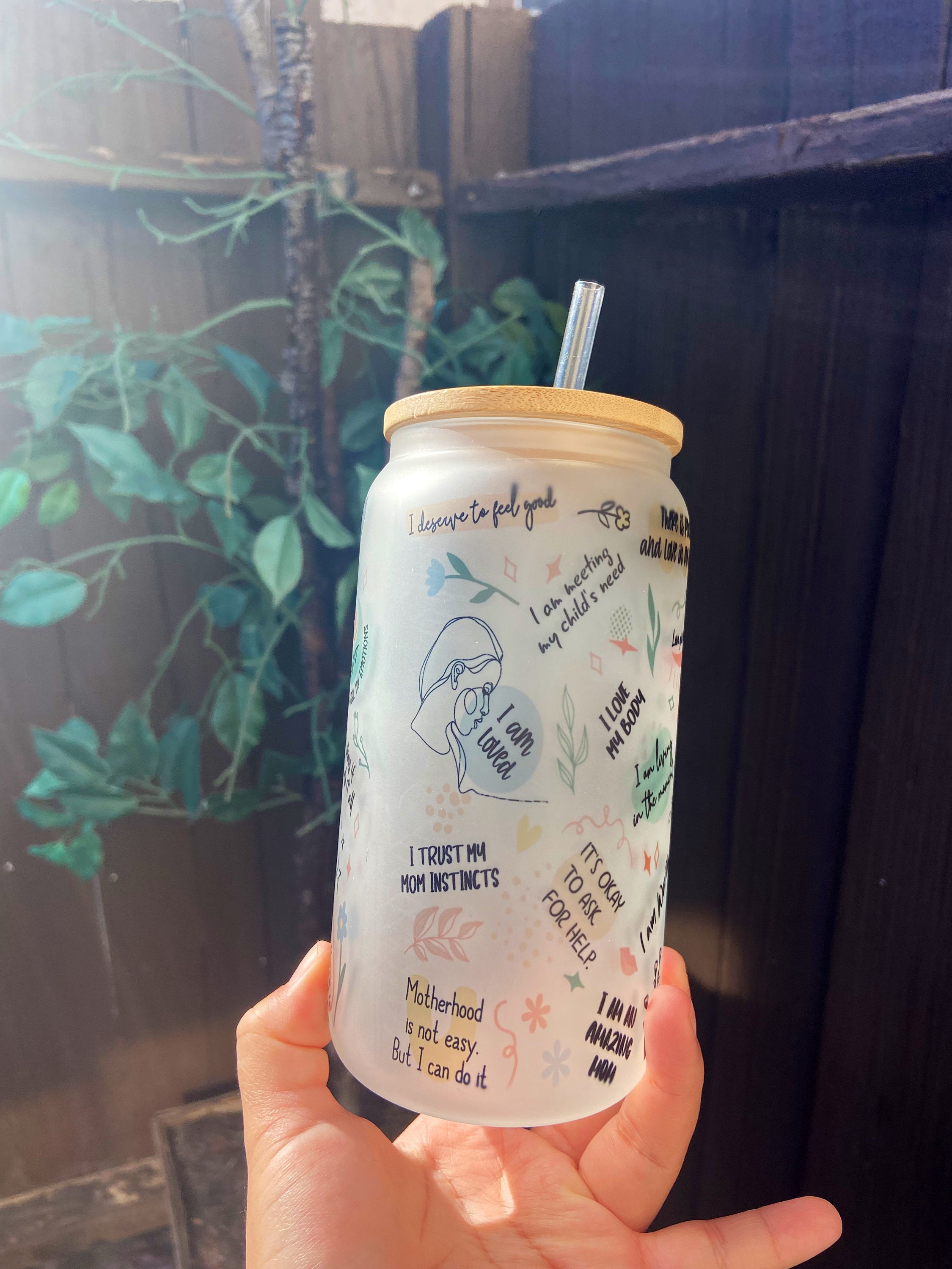 Daily Mom Affirmations Cup Libbey Cup Glass Can Mom Glass Can
