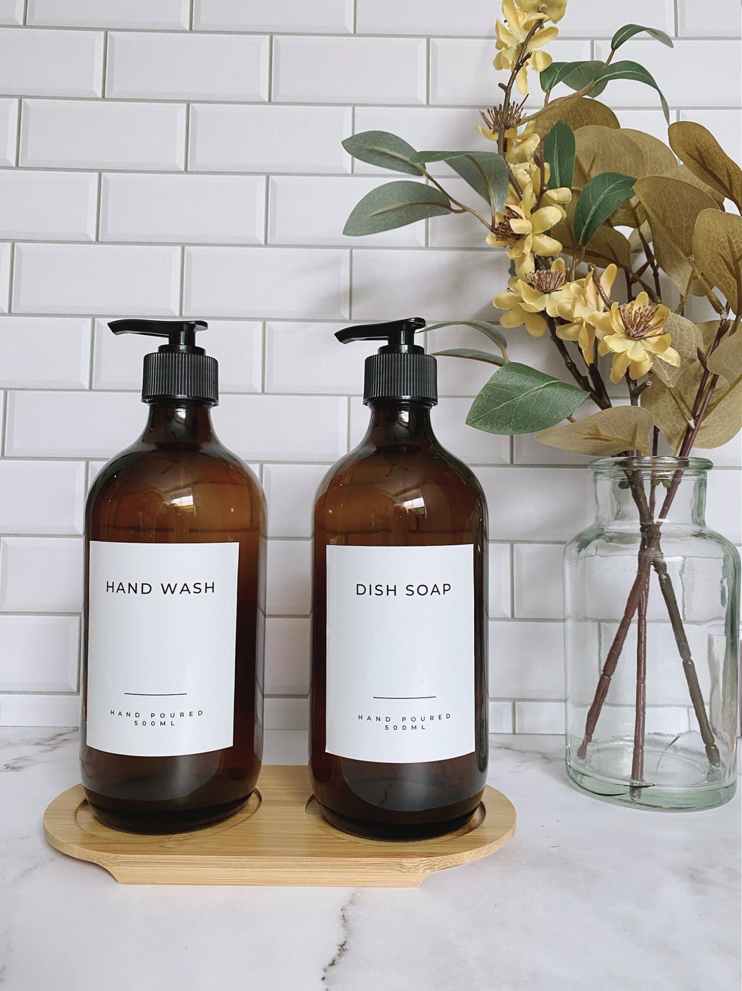 Individual Glass Amber Pump Bottles to Suit Bathroom or - Etsy