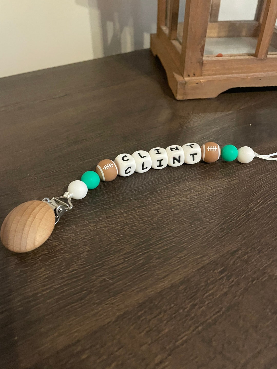 Personalized Pacifier Clip for Baby Boy and Girl, Football Paci Clip - Etsy