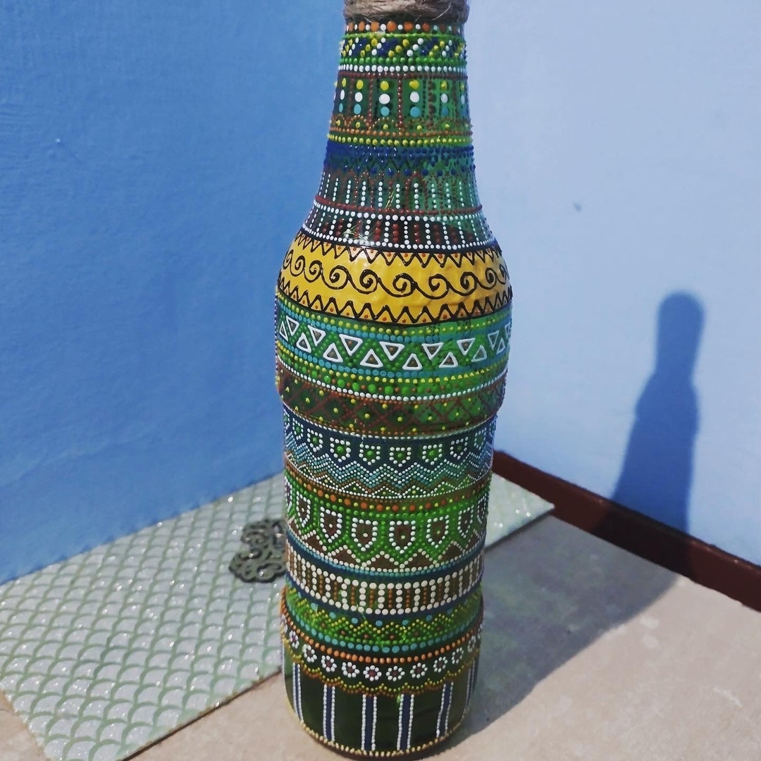 Decorative Bottle With Dot Painting for Gifting - Etsy