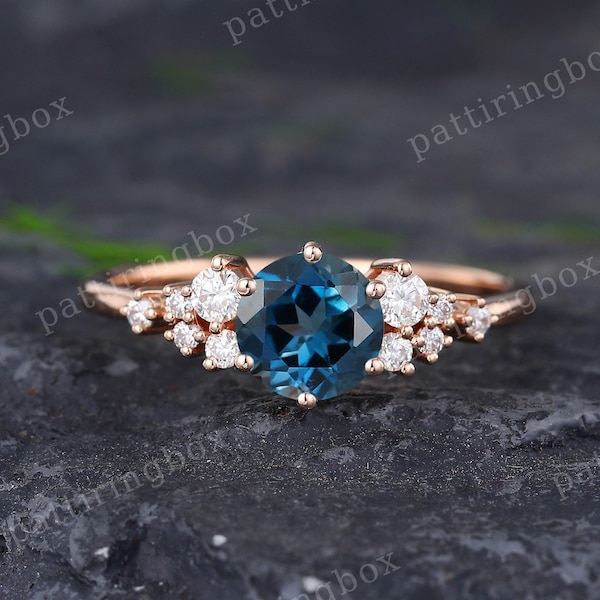 Blue Diamond Anniversary Ring - Etsy