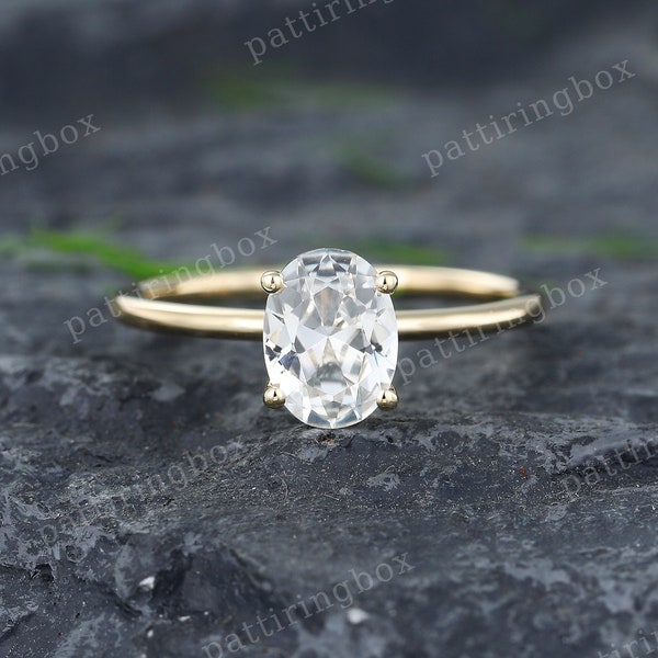 White Sapphire Ring - Etsy