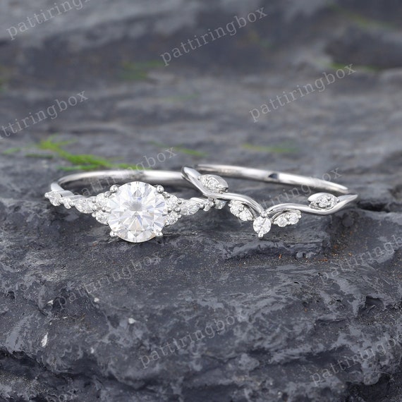 wholesale shopping Unique Rose gold Moissanite engagement ring set ...