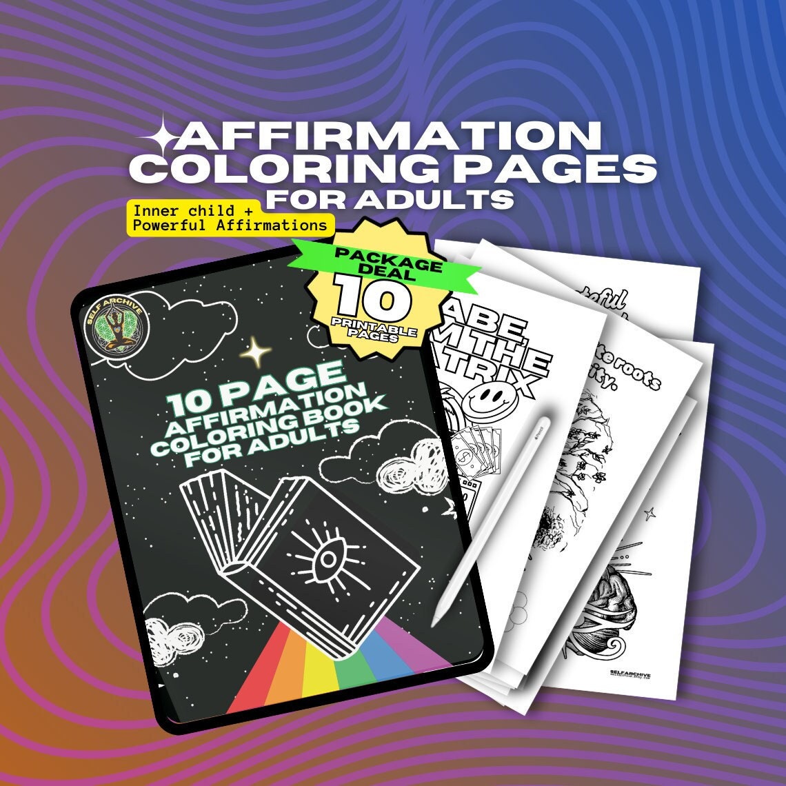 Printable Affirmation Coloring Pages for Adults, 10 Page Affirmation ...