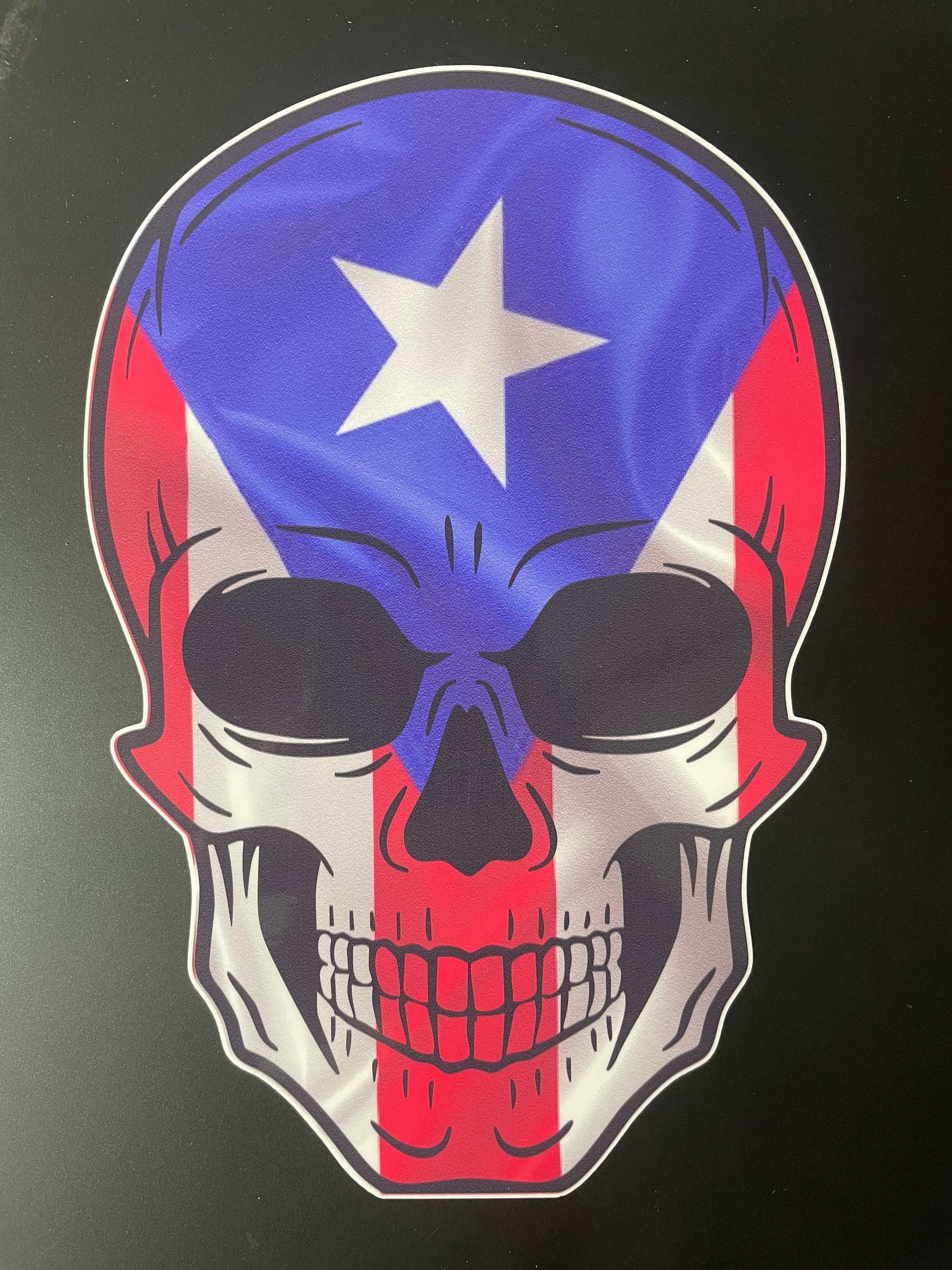 Puerto Rico Flag Skull Bumper Sticker Decal - Etsy