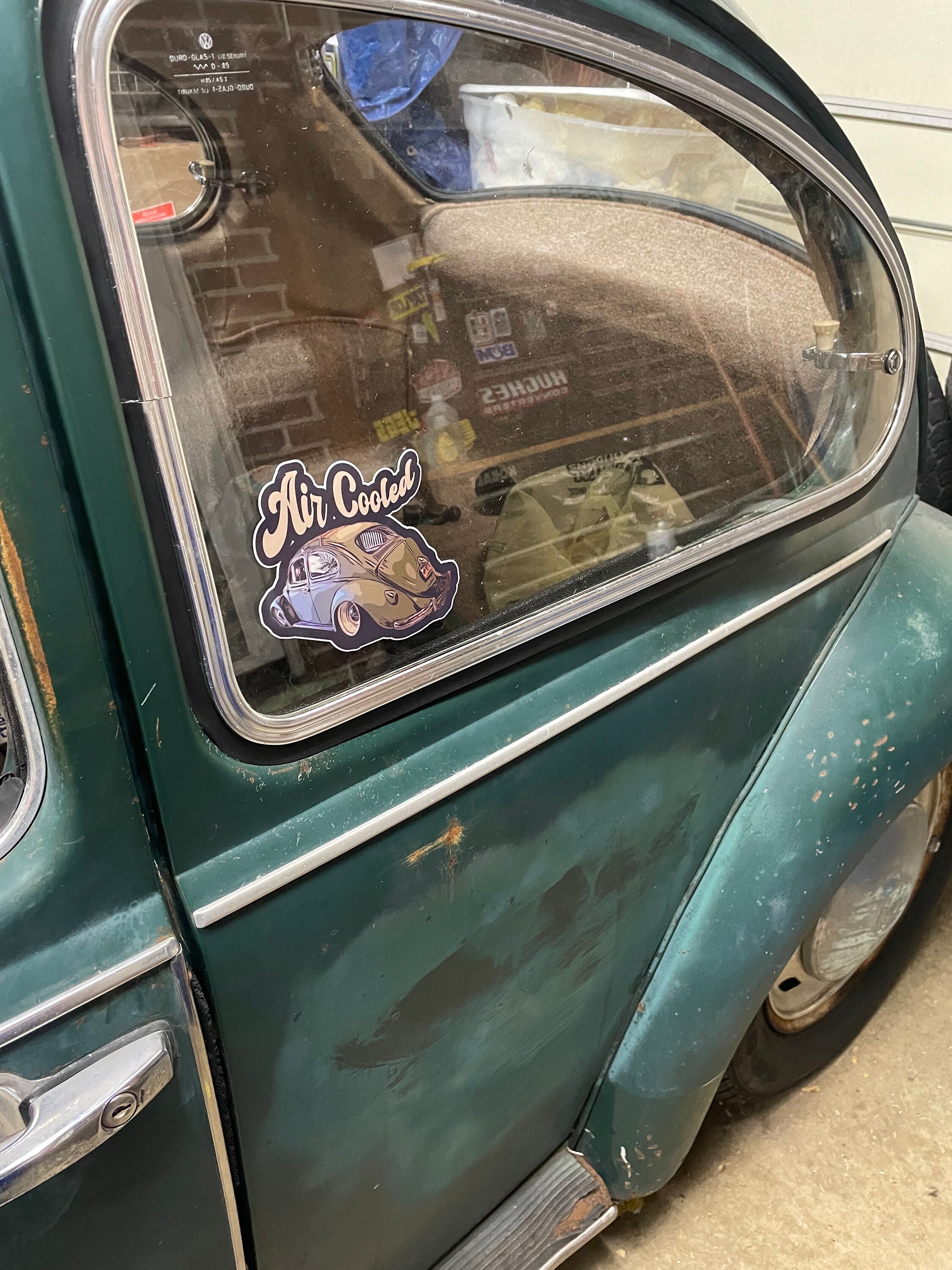 Retro Style Aircooled Veedub Beetle Decal Bumper Sticker Bug Vee Dub ...