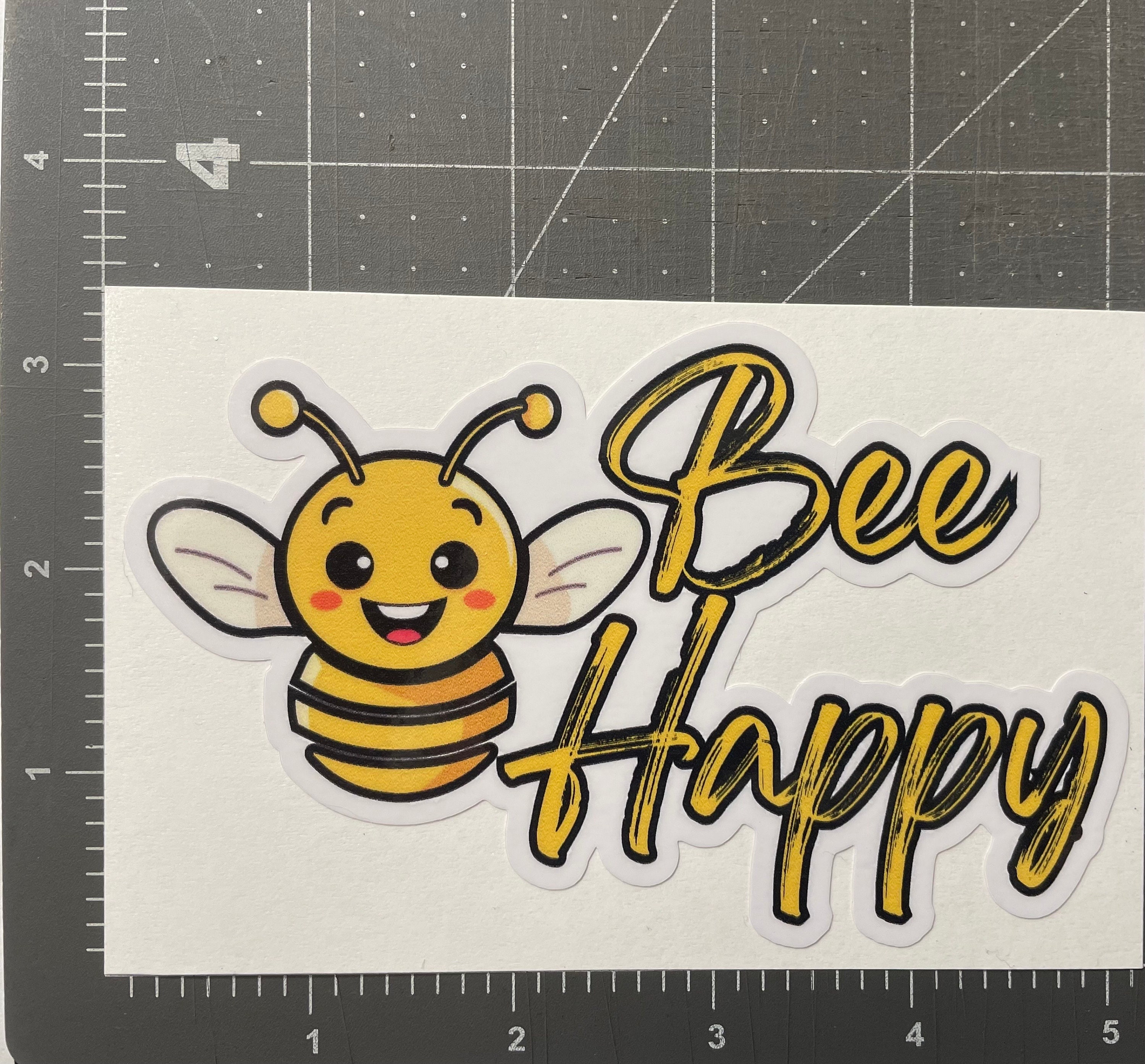 Bee Happy Vinyl Sticker Car Sticker, Vinyl Decal, Laptop Sticker ...
