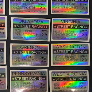 Street Racing Permit Car Truck Window Sticker Drag Racing Stickers ...