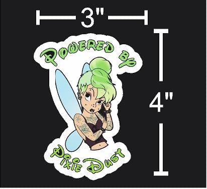 Pair X2 Powered by Pixie Dust Decal Pixie Tinkerbell Printed Decal ...